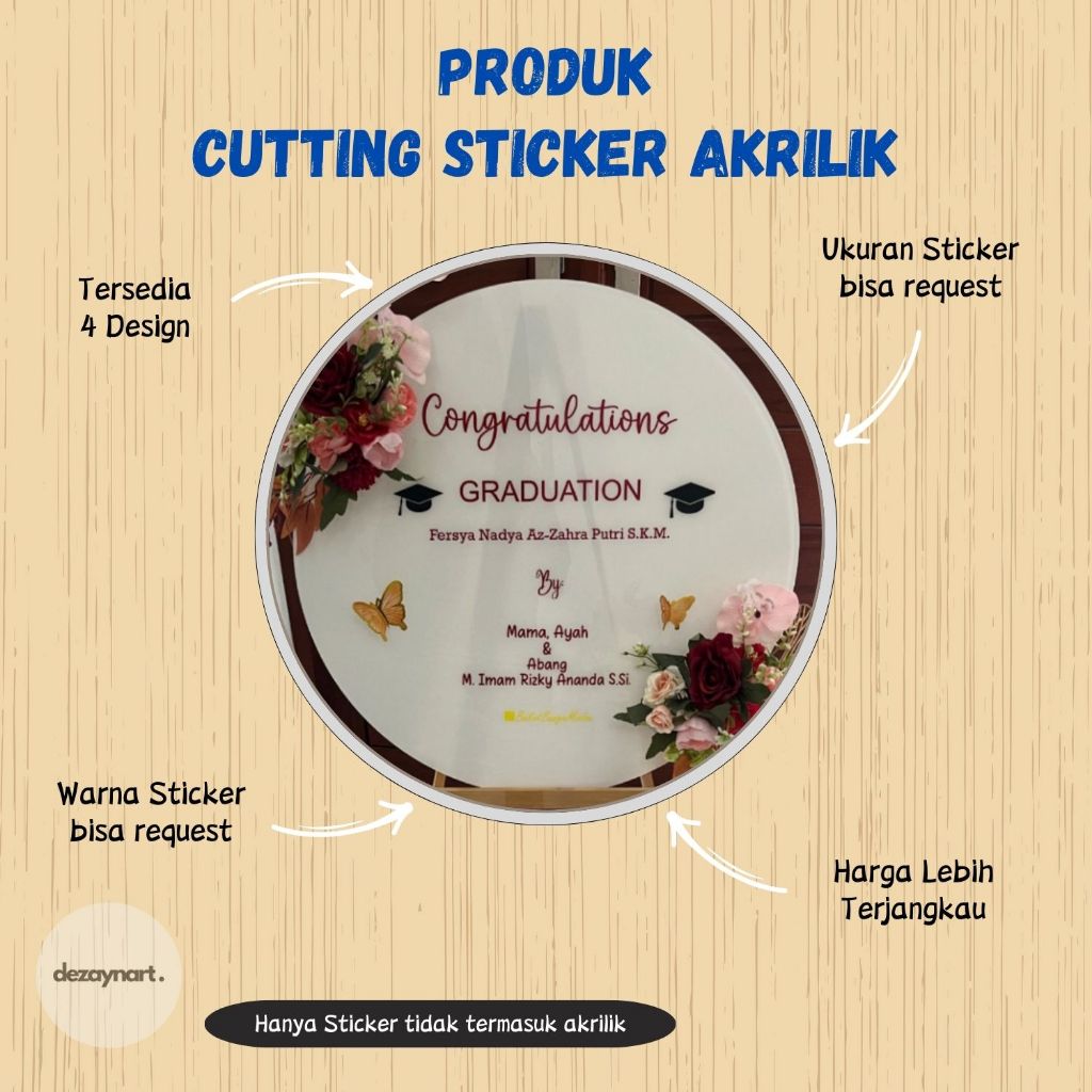 Jual Cutting Sticker Akrilik Custom (Size 40-80cm) - Ucapan ...
