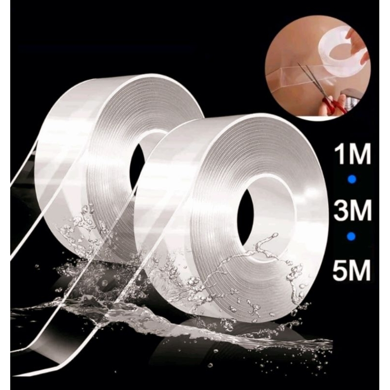 Jual Double Tape Nano Isolasi Bening Transparan 2 sisi Super Lengket 5M tebal 0.5mm 3M 0.5mm ...