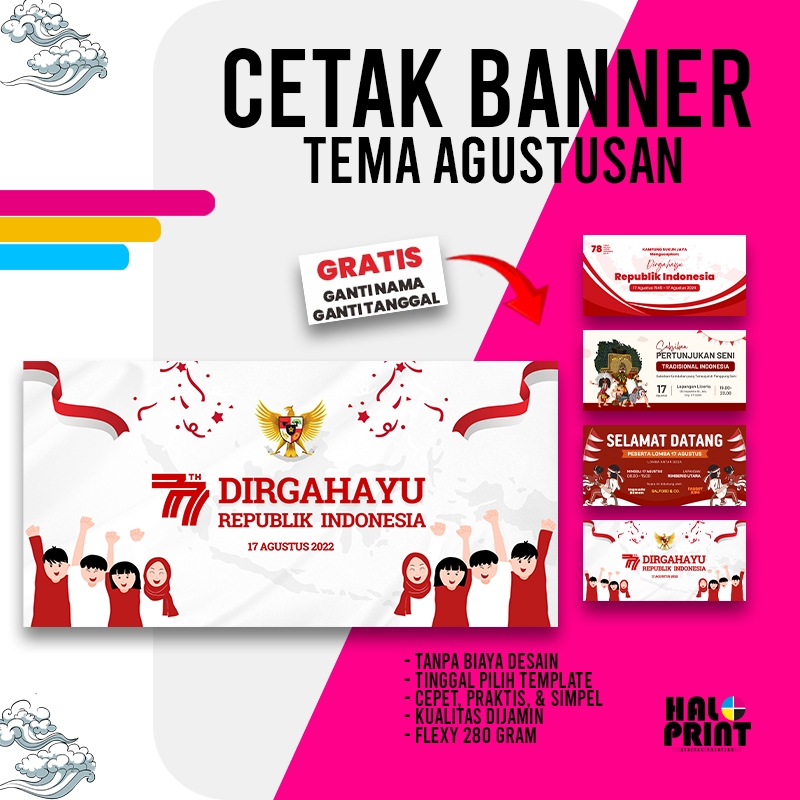 Jual CETAK Banner Spanduk Agustusan/ 17 Agustus HUT RI/ Dirgahayu RI 80 ...