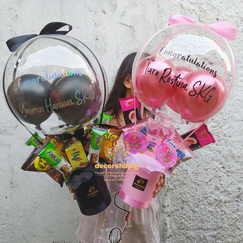 Jual S Bucket Balon Snack Request Isian Bunga Coklat Wisuda Graduation ...