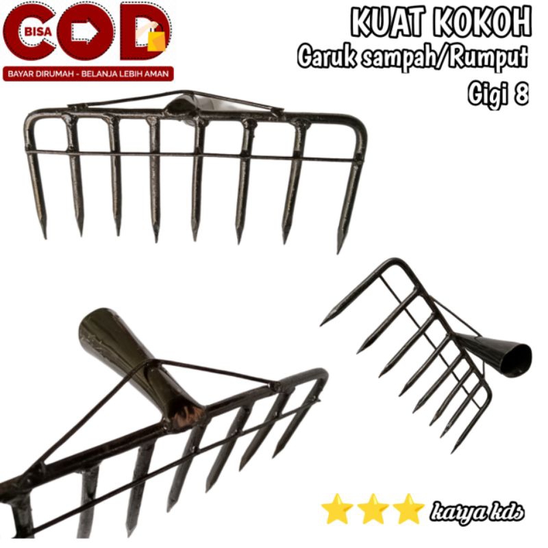 Jual CANGKUL GARUK SAMPAH GARUK RUMPUT GARUK TANAH GIGI BESI 8 BIJI ...