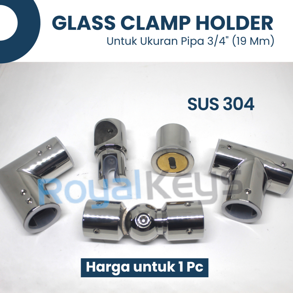 Jual Glass Clamp Stainless Konektor Pipa Kaca 3/4 inch 19mm 19 mm - 19 ...