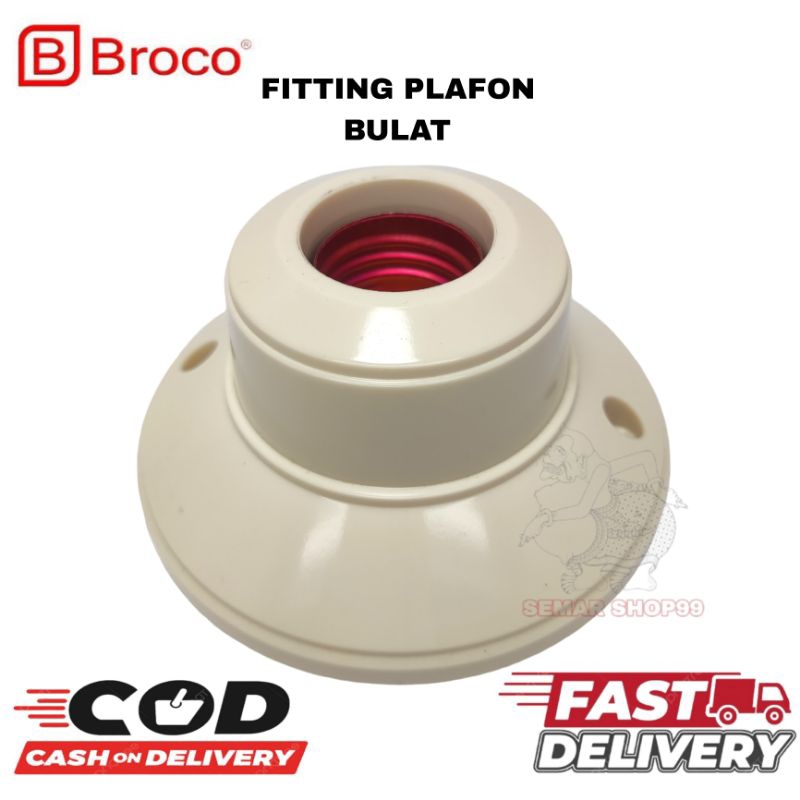Jual Fitting Lampu Plafon Bulat BROCO Fiting Lampu Plafon Oval E27 ...