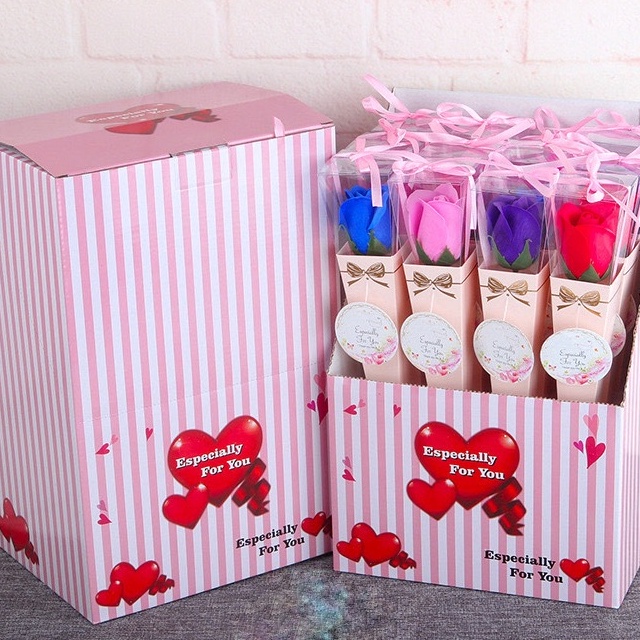 Jual PRODUK TERBARU Single Rose Soap Bouquet Mawar Artificial Buket ...