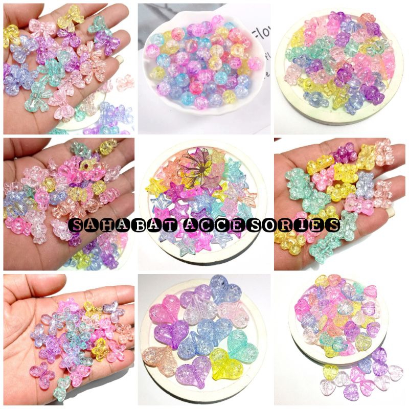 Jual Manik Mote Akrilik Ice Retak Model Love Bintang Pita Untuk Membuat ...