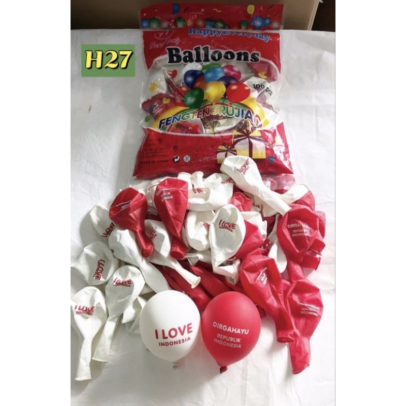 Jual Balon Tiup Merah Putih 1pak 100pc | Shopee Indonesia