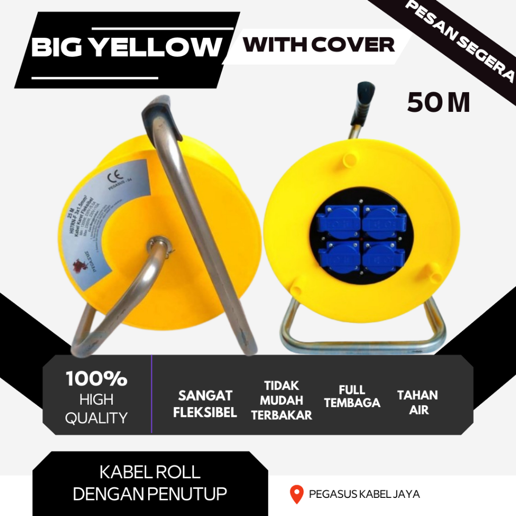 Jual Kabel Roll 50 meter Warna Kuning Besar - Dengan Cover dan Kabel ...
