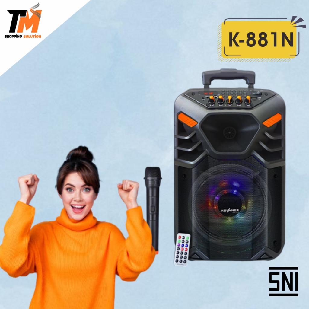 Jual 【FREE MIC】ADVANCE 8 Inch Speaker Bluetooth Portable K881N Meeting ...