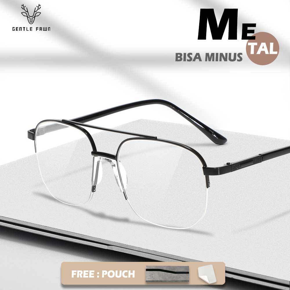 Jual Gentle Fawn Frame Kacamata Model Aviator Bahan Metal Lensa Plano Bisa Minus Fashion Pria ...