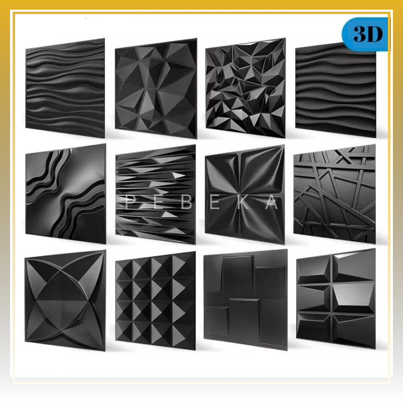 Jual Wall Panel 3D PVC Hitam Ukuran 50 x 50 cm | Shopee Indonesia