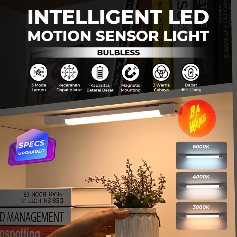 Jual LED Light Magnetic Sensor Lampu Otomatis Gerak Lemari Dinding ...