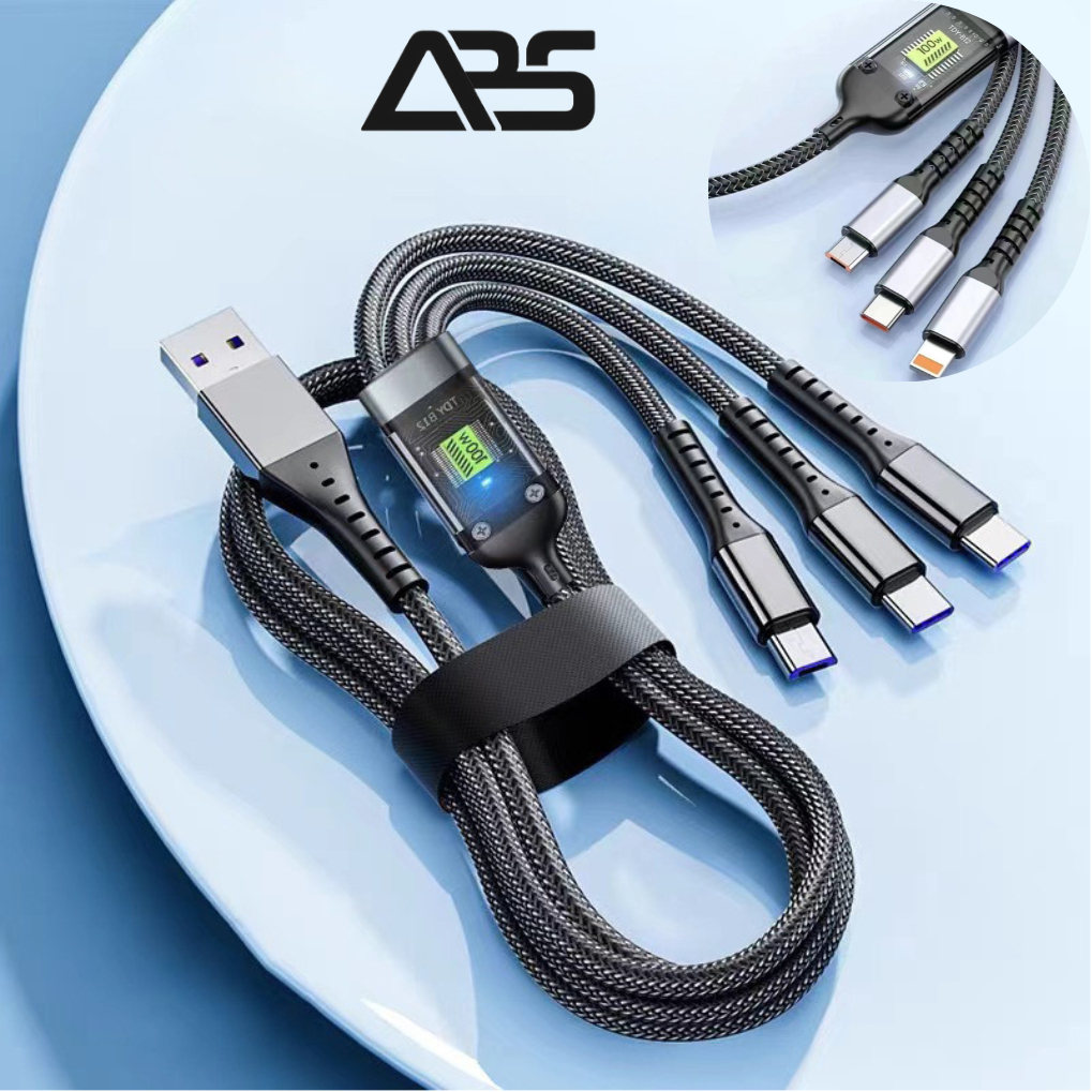 Jual Kabel Data Charger Fast Charging 3 in 1 Kabel Lightning Micro USB Type C Black for Android ...