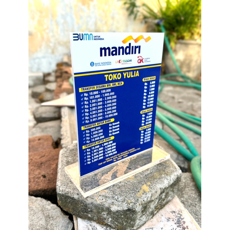 Jual BAHAN TEBAL AKRILIK MEJA DAFTAR TARIF ADMIN AGEN BANK MANDIRI BISA ...