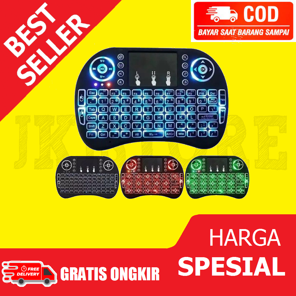 Jual Keyboard Mini Wireless Portable Bluetooth Backlight Color Touchpad ...