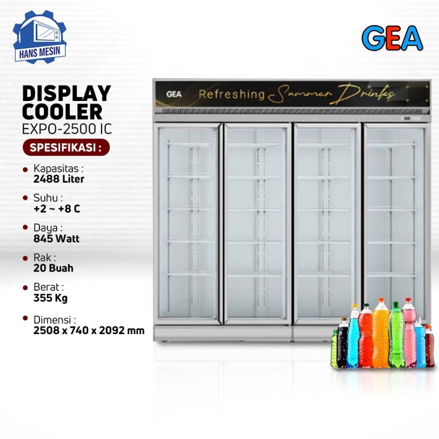 Jual GEA Display Cooler EXPO-2500IC / Showcase 4 Pintu GEA 2488 Liter ...