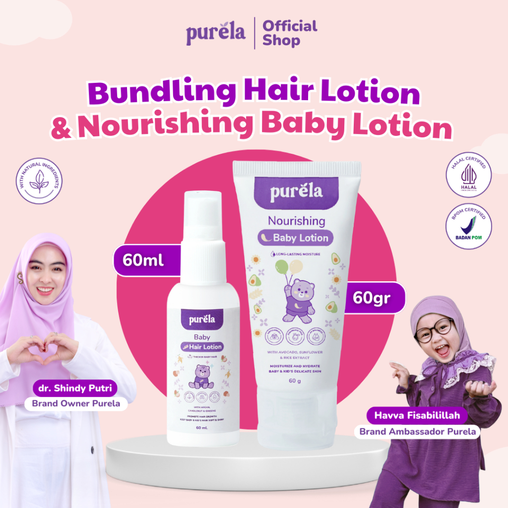 Jual PURELA Bundling Hair Lotion & Nourishing Baby Lotion - Hair Body ...