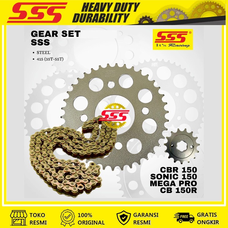 Jual gir set sss 415 rantai gold vixion old /vixion nva/nvl/R15 V2/byson/Xabre/mxking/mx150/dll ...