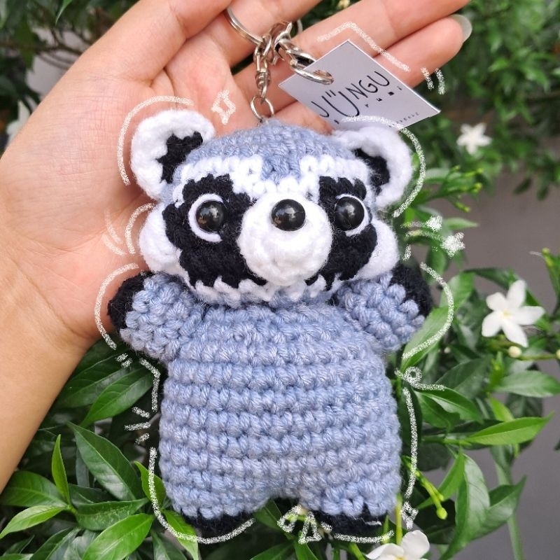 Jual [10cm] crochet keychain red panda dan rakun | Gantungan kunci ...