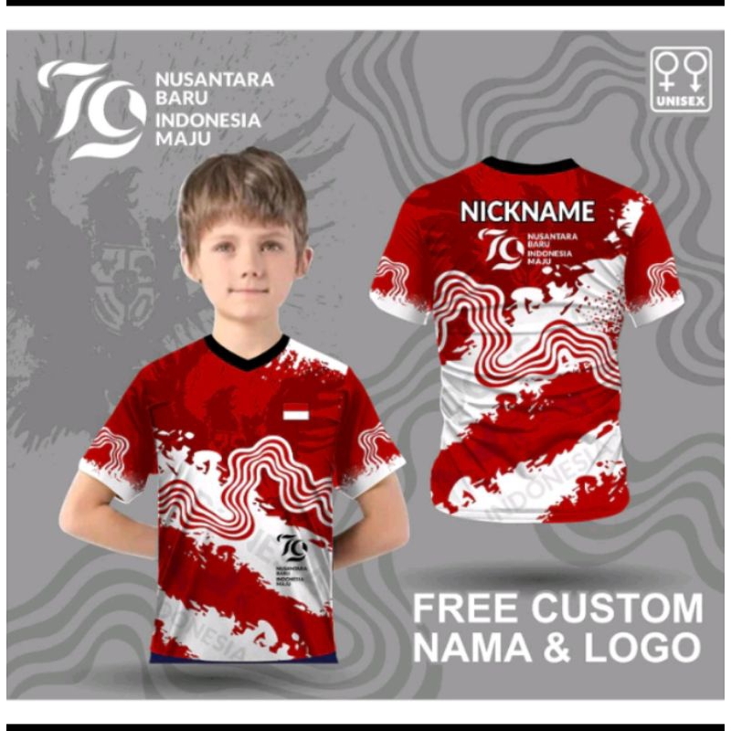 Jual baju kaos jersey anak dirgahayu kemerdekaan HUT RI ke79 2024 | Shopee Indonesia