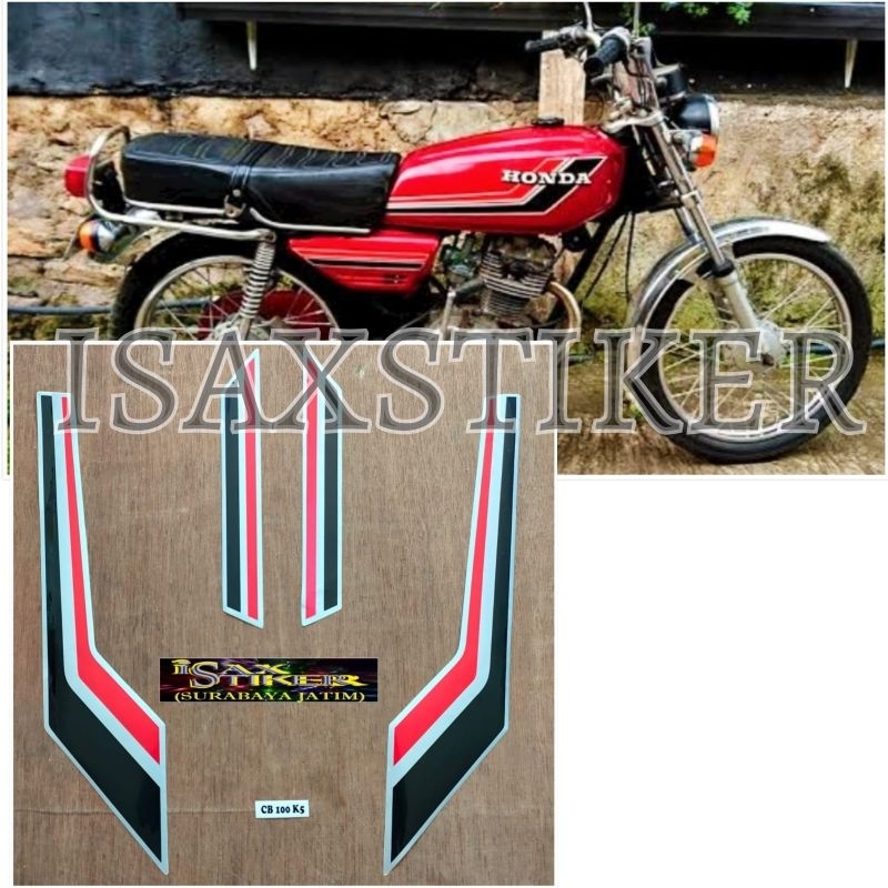 Jual Striping Original Honda CB 100 K5 merah kuning biru silver ...