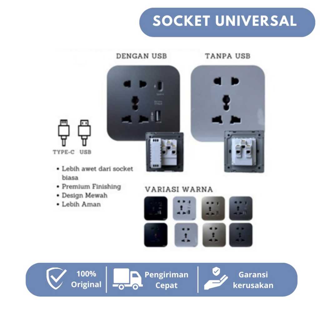 Jual Stop kontak universal USB 2 Port/ Colokan Listrik Dinding ...