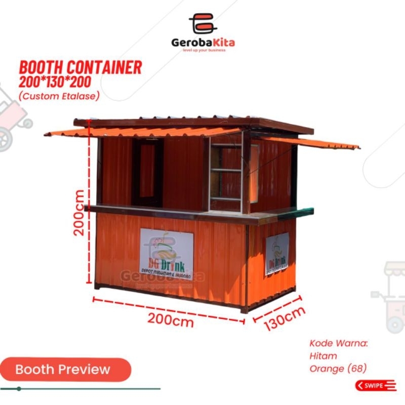 Jual booth kontainer ukuran 200x130x200 custom etalase | Shopee Indonesia