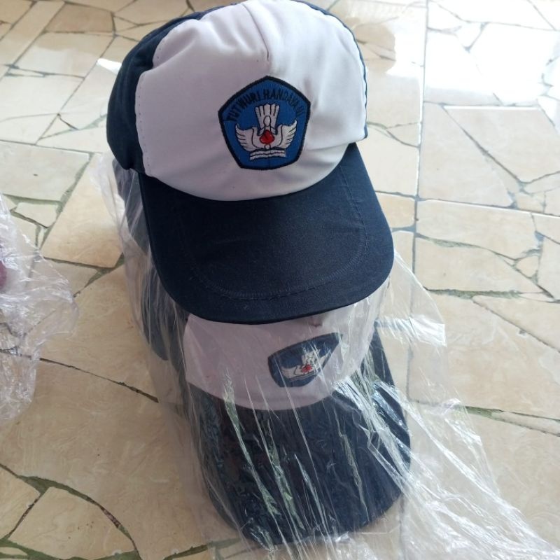 Jual Topi seragam sekolah SMP biru putih bordir biru bijian | Shopee ...