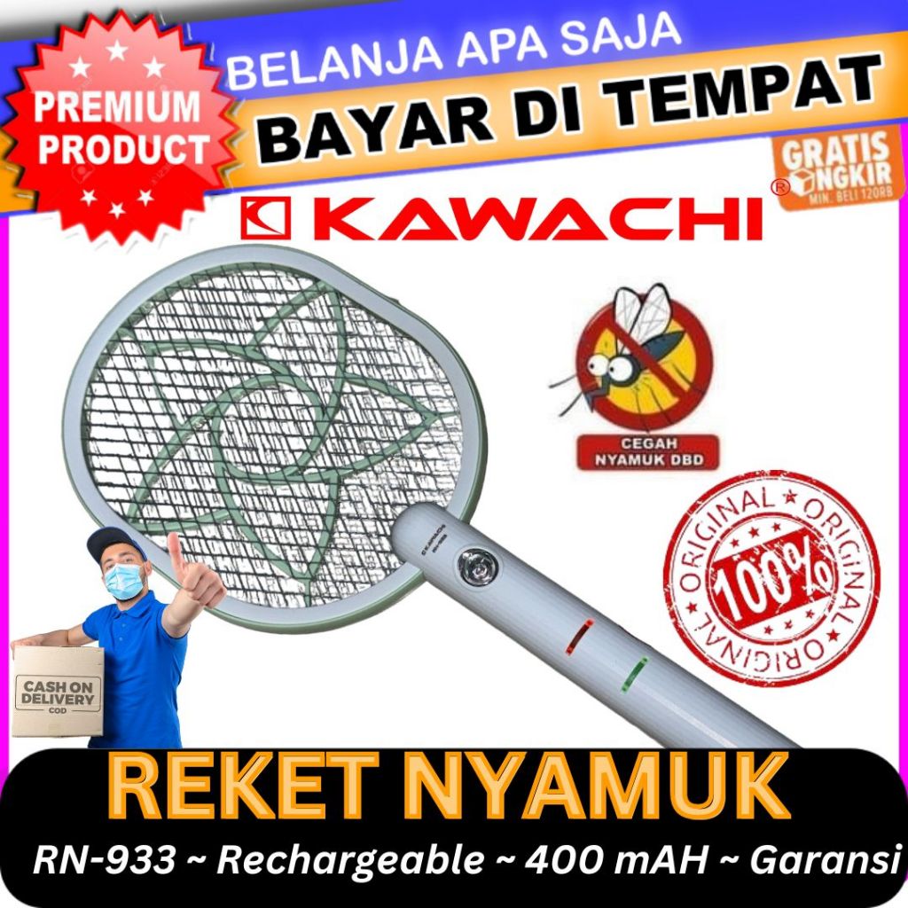 Jual Raket Nyamuk Listrik 2 in 1 Kawachi RN-933 Dengan Senter LED ...