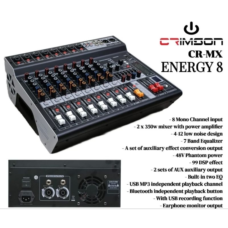 Jual POWER MIXER CRIMSON CR-MX ENERGY-8 MIXER 8 CHANNEL USB/BLUETOOTH ORIGINAL CRMX ENERGY 8 ...