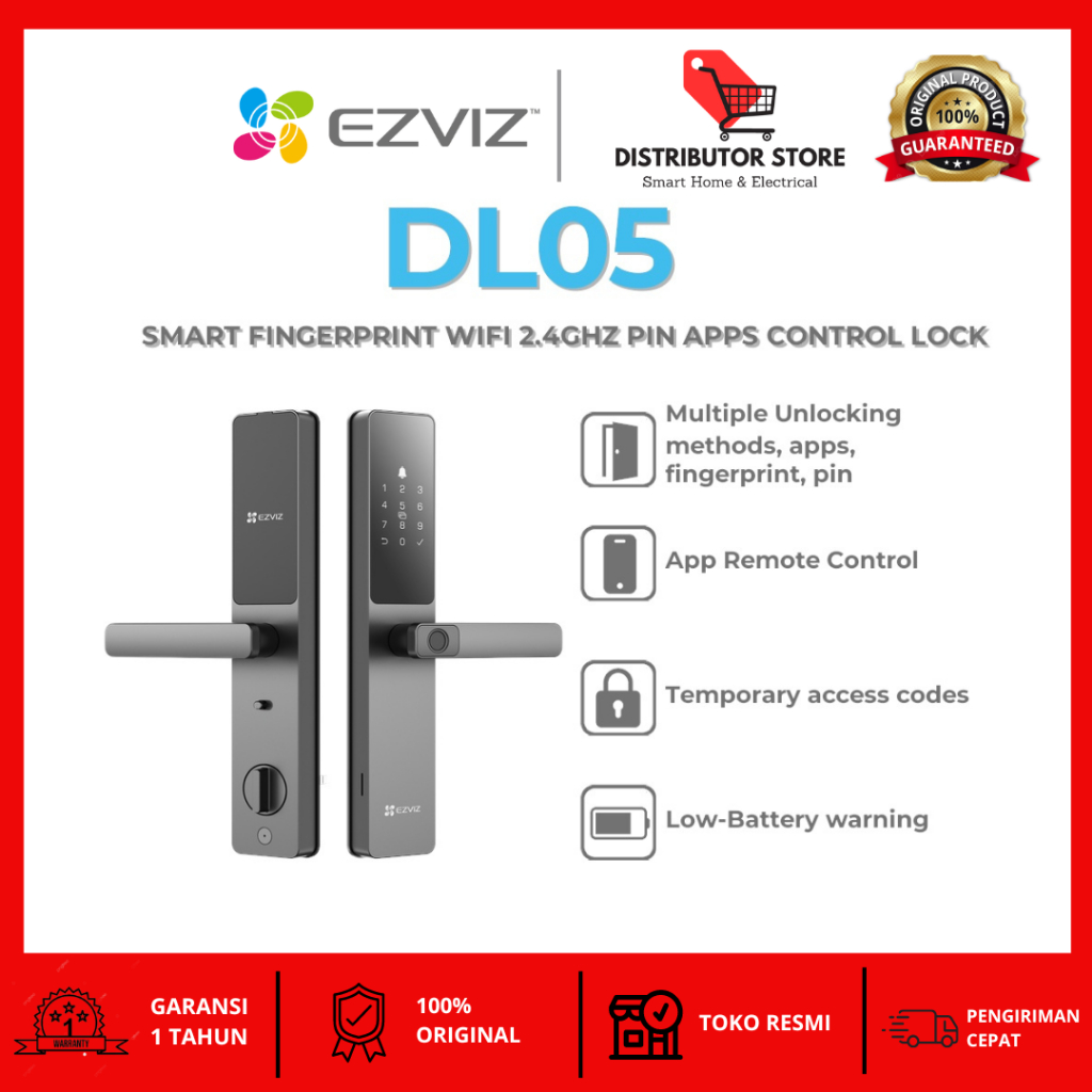 Jual Ezviz DL05 Smart Lock - Kunci Pintu Handle Cerdas dengan Sensor Sidik Jari | Shopee Indonesia