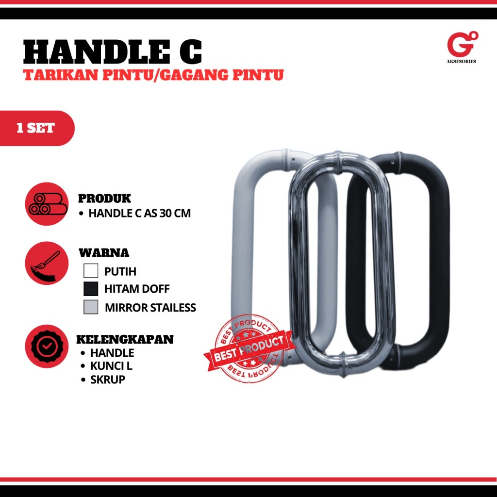Jual Tarikan Gagang Handle Pintu Kaca Aluminium Stainless 30cm C ...