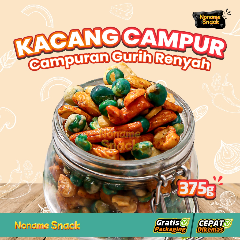 Jual NoName Snack - Kacang Campur Cemilan Grosir Renyah 375G | Shopee ...