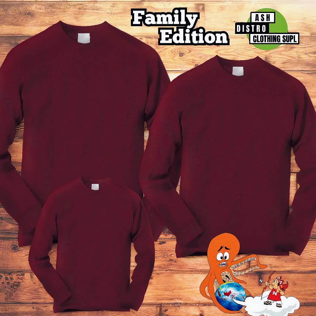 Jual Kaos polos lengan panjang couple ayah ibu anak / baju long sleeve ...