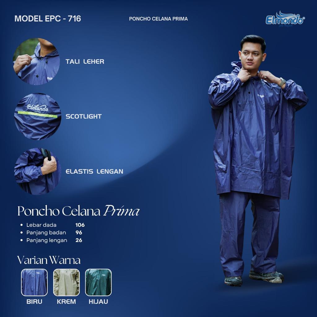 Jual Jas Hujan Dewasa ELMONDO PRIMA 716 Setelan Ponco / Poncho Lengan + Celana | Shopee Indonesia