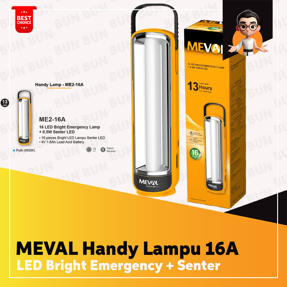 Jual Meval ME2 - 16 LED Bright Emergency + 0.5W Senter - Putih - Lampu ...