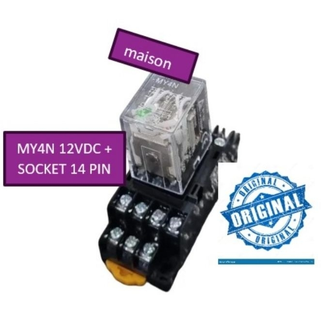 Jual Relay Omrn MY4N 12VDC + socket - 14 PIN / MY4 12VDC / MY4N 12V ...
