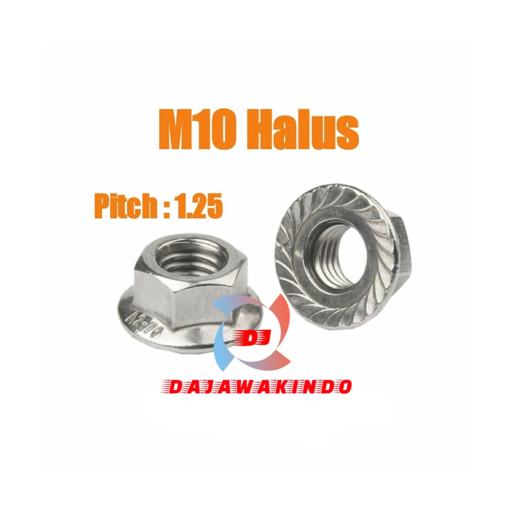 Jual Mur Flange M10 / Mur Flange Stainless M10 / SUS 304 Flange Nut / Drat | Shopee Indonesia