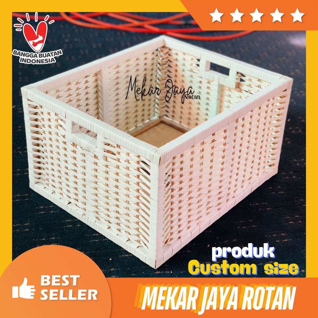 Jual Mekar Jaya Rotan Box Rotan Custom Size/ Laci Serbaguna warna Cream ...