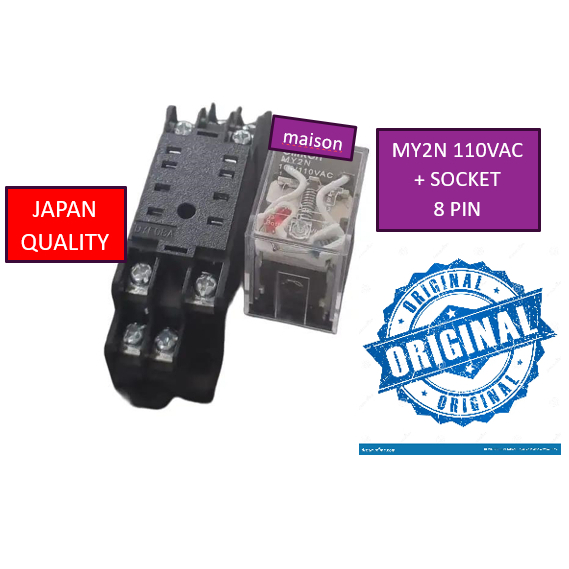 Jual Omrn Relay MY2N 110VAC ori jepang plus socket 8 pin / MY2N 110V ...
