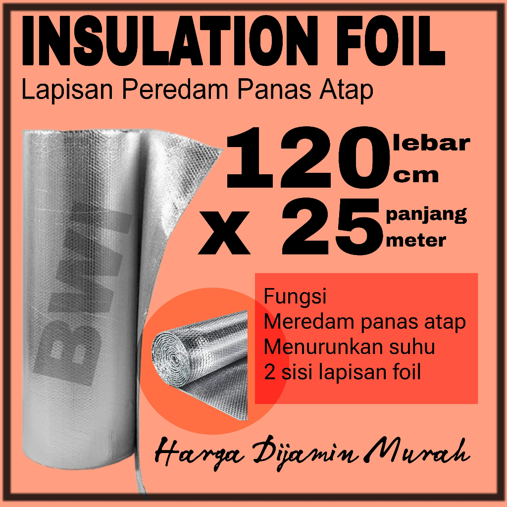 Jual Peredam Panas Atap / Bubble Insulation Foil Roll 120cm x 25meter x ...