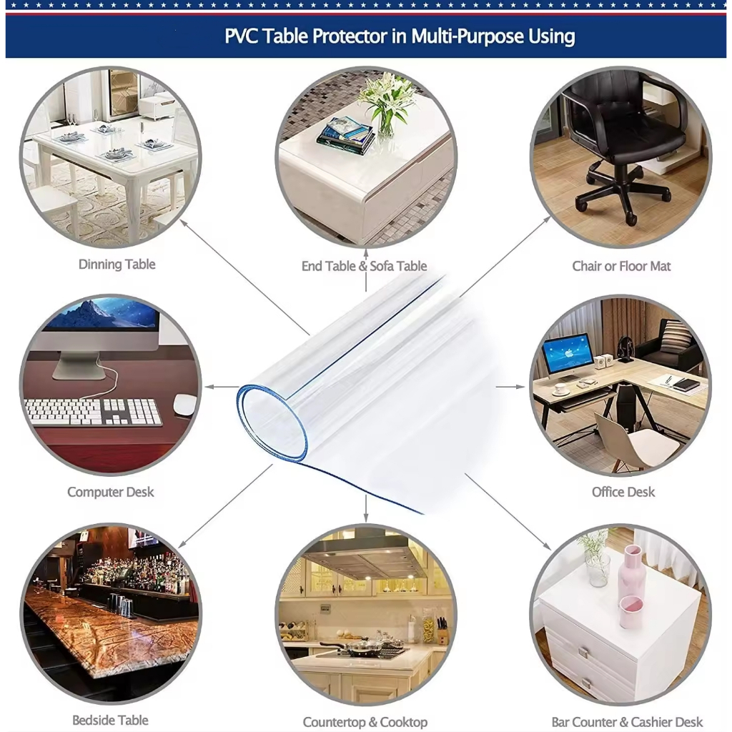 Jual Taplak Meja Transparan Bahan Mika Plastik Taplak Meja Makan PVC Transparan BISA CUSTOM ...