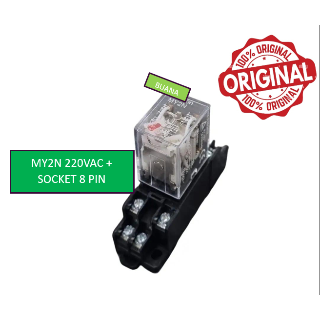 Jual Set Relay MY2N 220VAC + Socket - 8 pin / MY2N 220V / MY2 220VAC Relay | Shopee Indonesia