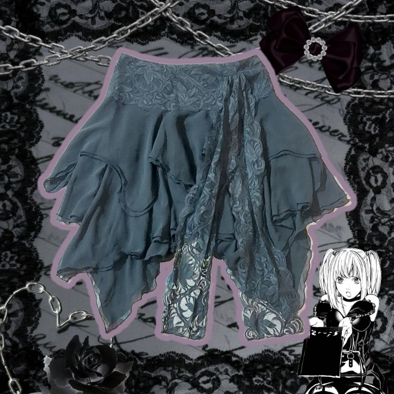 Jual Black Skirt Gothic Punk Vkei visual kei grunge y2k Alt acubi goth ...