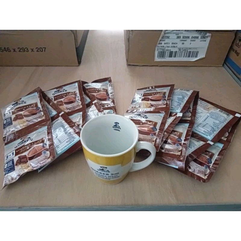 Jual Free Mug Quaker 3in1 Coklat Sachet 28gr Minuman Sereal Oats (20pcs ...
