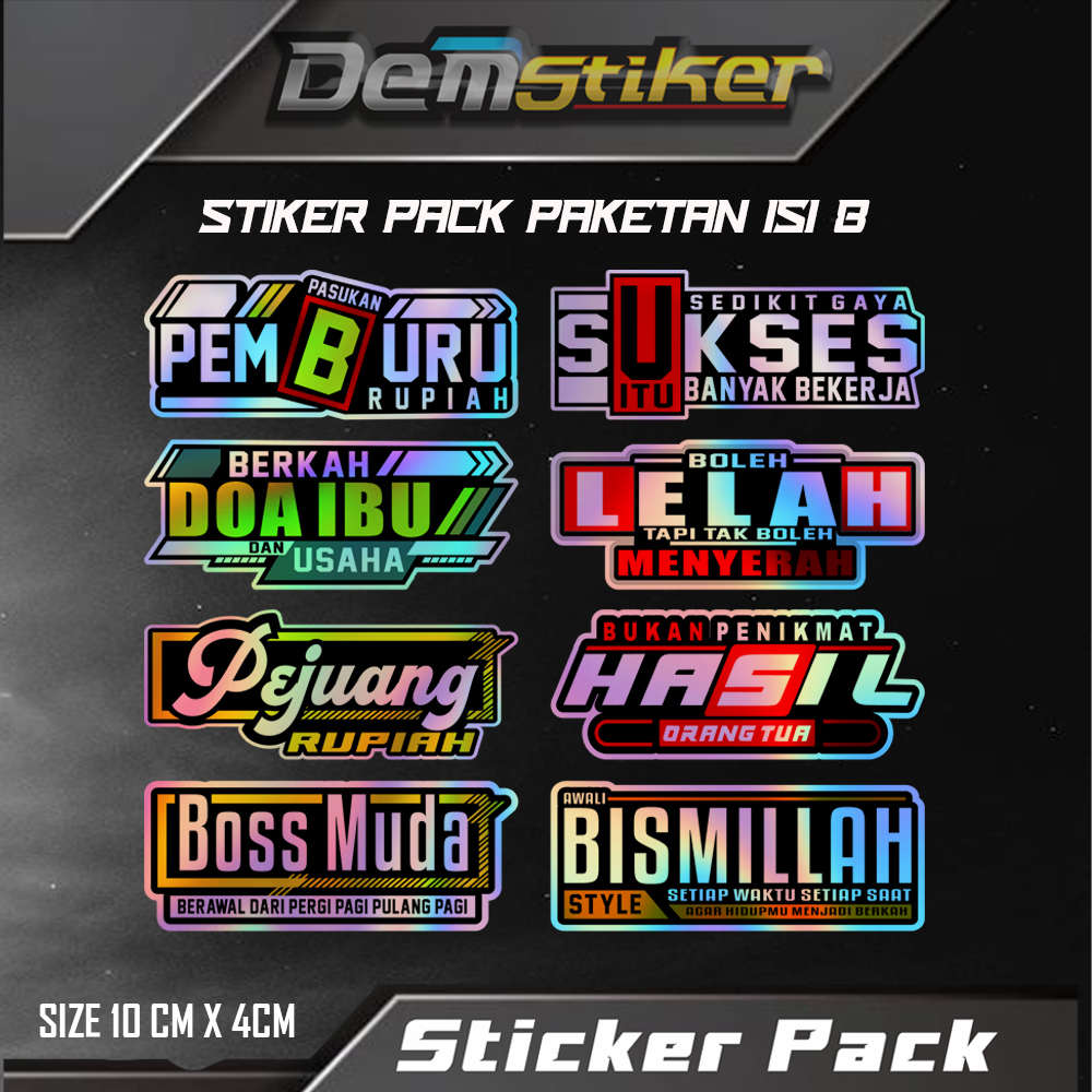 Jual Stiker paketan isi 8 stiker kata kata viral dan keren hologram dan ...