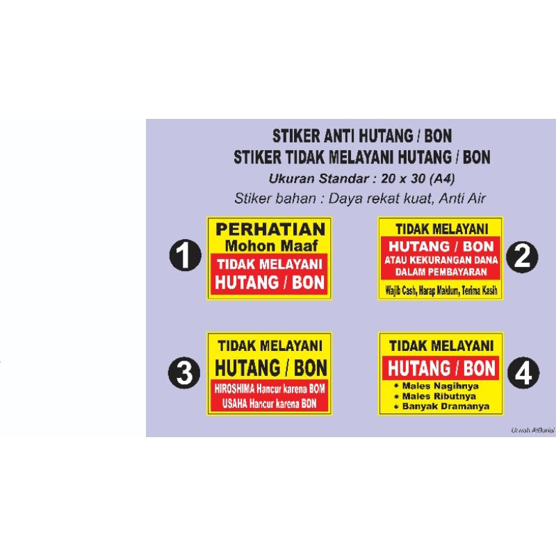 Jual STIKER ANTI HUTANG, TIDAK MELAYANI HUTANG/BON | Shopee Indonesia