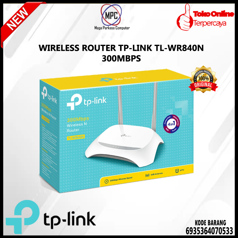 Jual Tp-link Tplink TL-WR840N 840N Wireless N Router 300Mbps Original Resmi | Shopee Indonesia