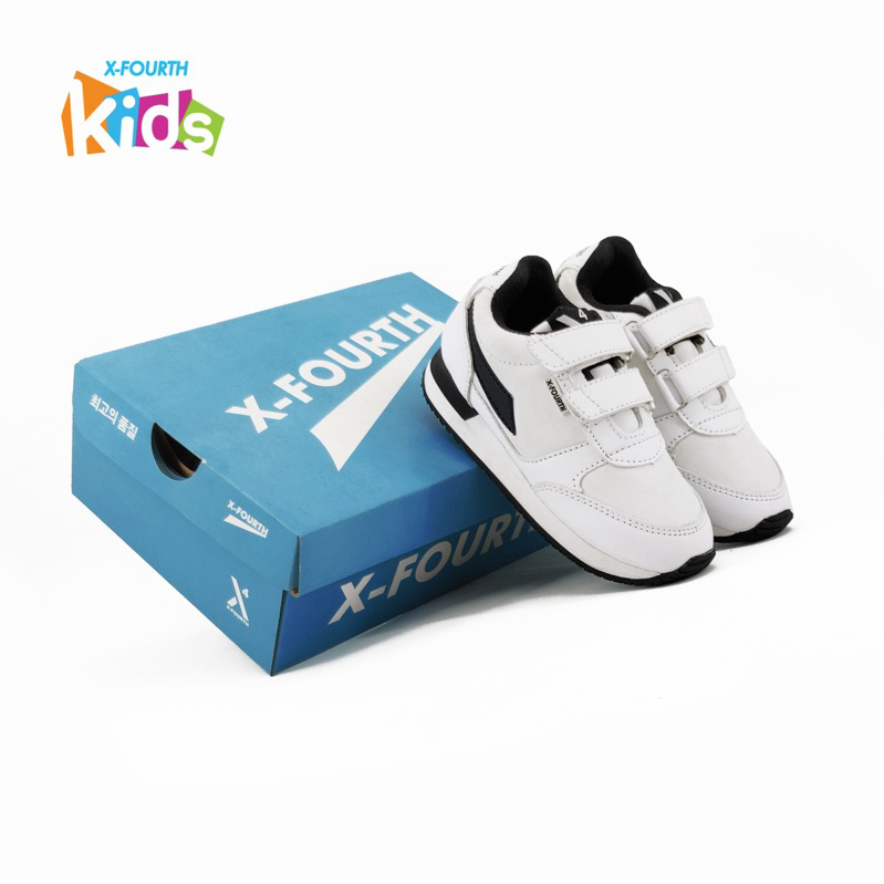 Jual Sneakers anak Brand Lokal x-fourth JOGGER KIDS Putih Hitam sepatu ...