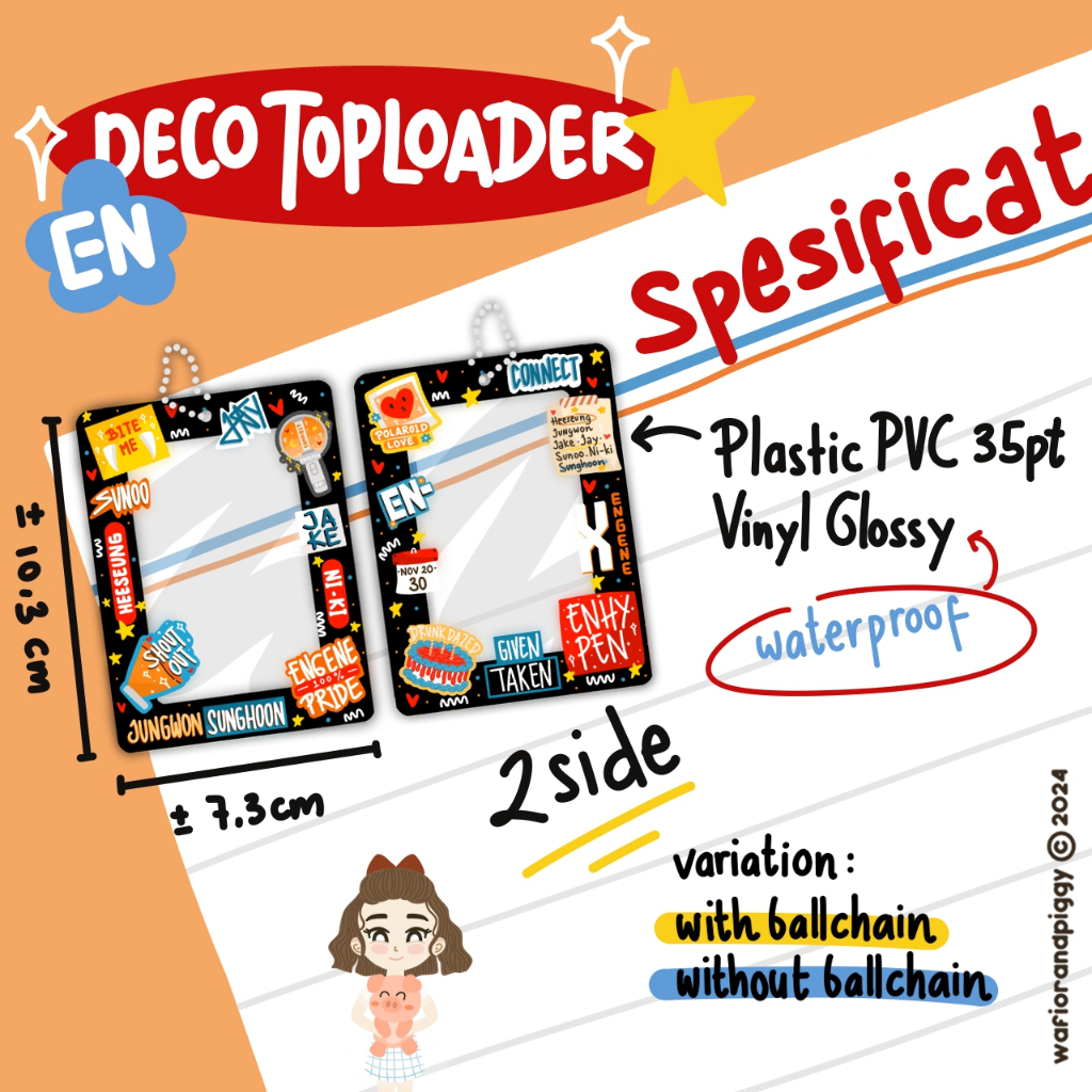 Jual Wafior and Piggy - ENHYPEN Toploader Deco (Photocard Holder PVC 35pt) - Deco Toploader ...