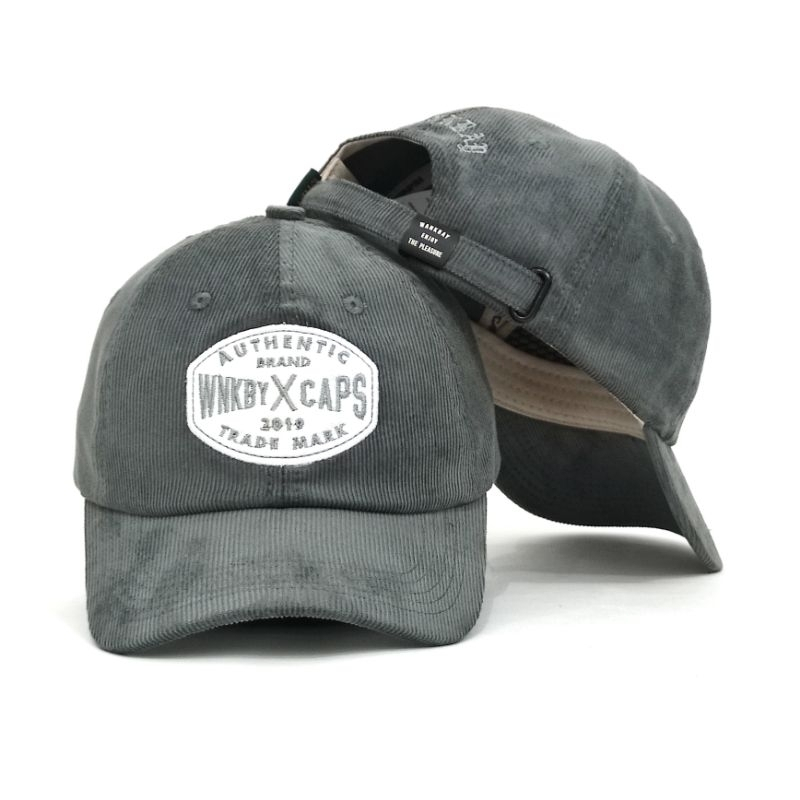 Jual Wankbay Topi Polocap distro Corduroy Authentic Ash Grey | Shopee ...